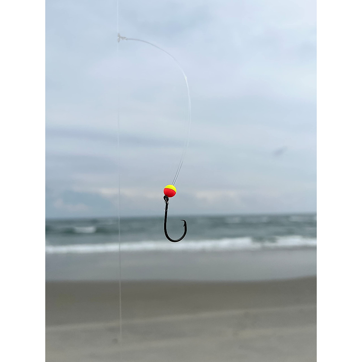 6 Pack Fluorocarbon Single Drop Surf Fishing Rigs Pompano Whiting Hand-Tied (20LB Fluorocarbon)