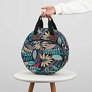 Embroidery Bag for Cross Stitch Project,MIOKY Embroidery Supplies Organizer Storage Portable Carrying Case Travel Tote for Embroidery Hoops,Floss,Cross Stitch Tools,Leaves [Bag Only]