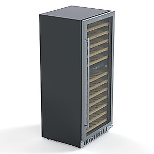 KoolMore 24” Inch 9.7 Cu.Ft. Dual Zone Wine Cooler Refrigerator, Freestanding or Built-In Unit, Tempered Glass and Door Lock (KM-CW92DZ-SS), Silver, 92 Wine Bottles