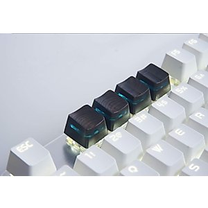 Handmade R4/ECS Keycap Resin Solid Wood Shine Through Backlit Key Cap OEM Profile for Cherry MX Mechanical Keyboard Gaming Replacement (Ebony)