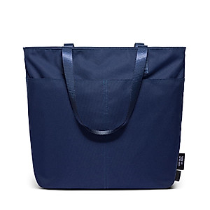 Simple Modern Tote Bag for Women | Medium Water-Resistant Laptop Purse with Compartments and Zipper Top | Shoulder Bag with Pockets for Work, Travel & School | Navy