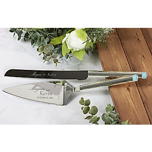 Kate Spade Bridal Take the Cake Personalized Wedding Cake Knife and Server Set, Custom Engraved Wedding Cake Cutting Set, Accessories and Gifts for the Bride and Groom