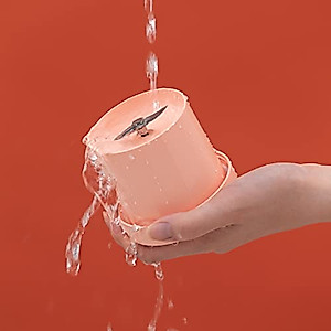 Portable Blender, Personal Size Blender, Battery Powered USB Blender, with Four Blades, Mini Blender Travel Bottle for Juice, Shakes, and Smoothies (Pink)