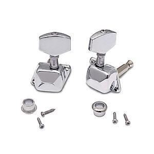 Metallor Semiclosed String Tuning Pegs Machine Heads Tuners 3L 3R Electric Acoustic Guitar parts Replacement Set of 6Pcs Chrome. (3L+3R)