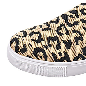 CullForYou Women's Lightweight Knit Walking Shoe (7 M US, Leopard)