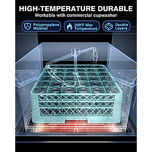 Wantjoin Glass Rack Commercial Dishwasher Racks, Drying Wine Cup Holder Storage for Bar Restaurant Kitchen, 2 Pack 36 Compartments with 2 Extenders, 2 Base and 4 Layers, 19.5 x 19.5 x 7.1 Inches, Blue