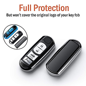 COMPONALL for Mazda Key Fob Cover, Key Fob Case for Mazda 3 6 8 Miata MX-5 CX-3 CX-5 CX-7 CX-9 4-Buttons Premium Soft TPU Full Cover Protection Smart Remote Keyless Key Fob Shell, Rose Gold