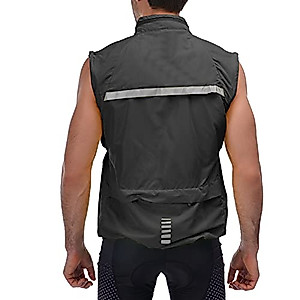 Przewalski Men's Cycling Jacket Hooded Running Bike Windbreaker Removable Vest Lightweight Windproof Sleeves Reflective Coat