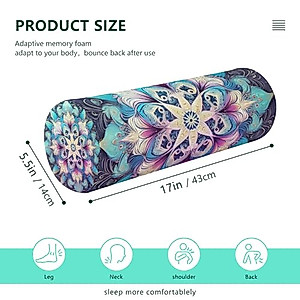 xigua Snowflakes Neck Roll Pillow for Neck Relief with Removable Washable Cover - Memory Foam Round Cylinder Bolster, Ergonomically Designed for Head, Neck, Back, and Legs