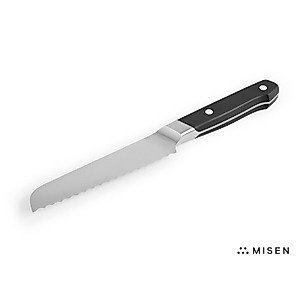 Misen Serrated Bread Knife - 5 Inch, High Carbon Stainless Steel, Japanese AUS10 - Best for Sourdough, Challah, Watermelon - Bread Slicer Knife, Chef - Bread Bowl, Handmade, Homemade Bread, Black