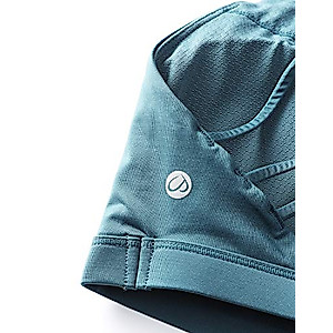 CRZ YOGA Strappy Sports Bras for Women - Criss Cross Back Wireless Padded Yoga Workout Cami Top Petrol Blue Small