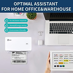 Shipping Label Printer, 180mm/s Thermal Label Printer, 4x6 USB Label Printer for Small Business Compatible with Amazon, Ebay, Shopify, Etsy, USPS, FedEx, Barcode Printer Support Windows/Mac/Linux
