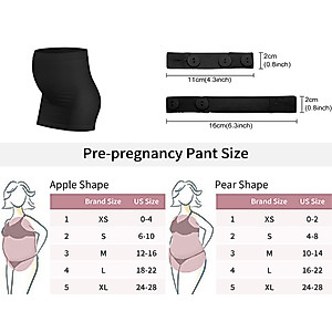 Rheane Maternity Jeans Extender Belly Bands For Pregnant Women Pregnancy Belly Band Mmaternity Pants Extender (Black 2)
