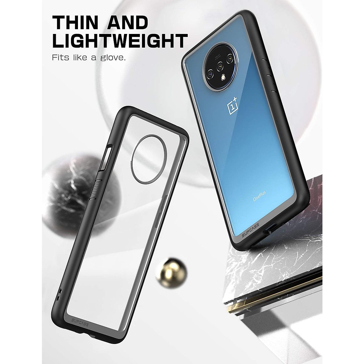 SUPCASE Unicorn Beetle Style Slim Clear Case for OnePlus 7T - Black