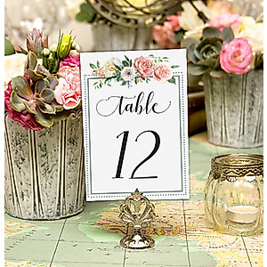 Darling Souvenir Calligraphy 1-40 Floral Table Numbers Wedding Reception Decor Table Cards (4x6 Inches)