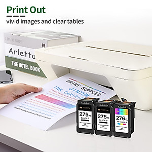 JINTUM Remanufactured PG-275XL/CL-276XL Ink Cartridge Replacement for Canon 275 and 276 Ink Cartridges for Canon PIXMA TS3522 TR4720 TS3520 Printer (3 Pack 2 Black +1 Tri-Color)