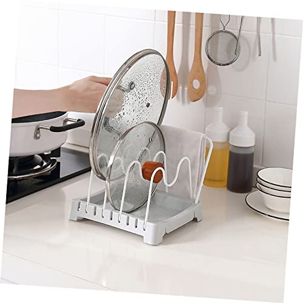 Alipis 2 Pcs Pan Storage Rack Cutting Board Holder Stand Dish Rack for Cabinet Tabletop Shelf Cabinet Shelves Pan Lid Organizer Pantry Rack Tabletop Pot Lid Holder Kitchen Pot Lid Holder