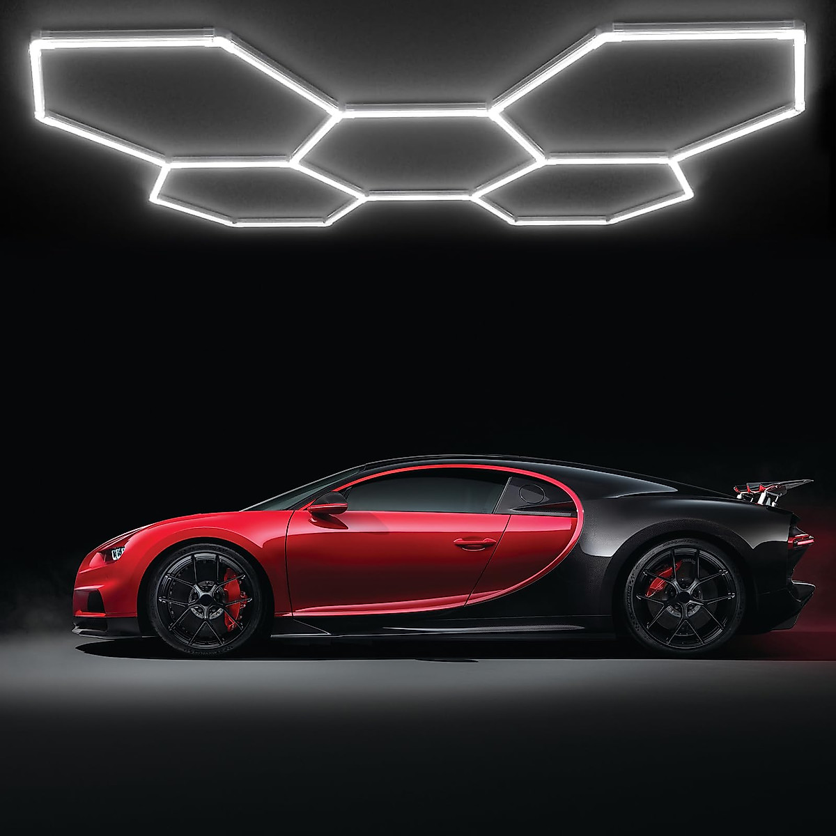 JESLED Hexagon Garage Lights, 192W 21120LM Super Bright Hexagon Ceiling Light, 5 Grid Systems Hexagon Led Garage Lights for Warehouse, Workshop, Car Detailing Shop, Basement, and Gym