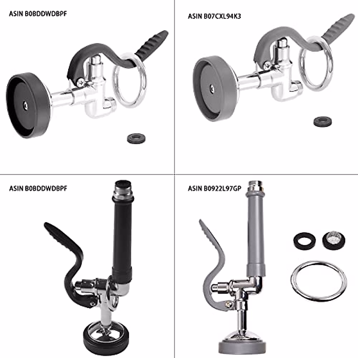 Pre Rinse Spray Valve, JZBRAIN Commercial Sink Faucet with Sprayer Replacement Part Sprayer Valve Head for Kitchen Sink Dishes Cleaning Task - Grey