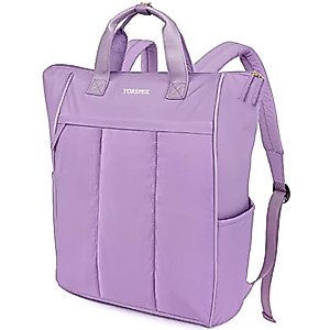 Puffy Tote Bag Backpack for Women, 15.6 Inch Convertible Backpack Tote Waterproof, Lightweight Computer Laptop School Backpack Bookbag Casual Daypack for Girls Ladies Teacher College Student, Purple