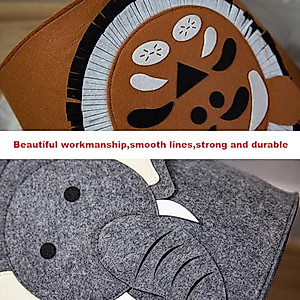 Wei Long Cute Foldable Felt Laundry,Nursery Hamper Laundry Basket,Storage Baskets for Kids Boys and Girls,Office,Bedroom,Clothes,Toys(Lion)