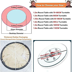 EMENAR 24-40in Heavy Duty Rotating Tray Kitchen Lazy Susan Turntable Rotatable Tempered Glass Serving Plate For Family Dinners Birthday Parties (Size : 70cm/27in)