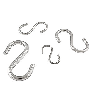 HARSKIYER 12pcs 304 Stainless Steel S Hooks, 0.12'' / 3mm Metal S Shaped Hooks Heavy Duty Hangers Hanging Hooks for Hanging Pots Plants Cups Clothes Keys Caps