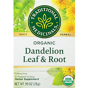 Traditional Medicinals Tea, Organic Dandelion Leaf & Root, Supports Kidney Function & Healthy Digestion, 16 Tea Bags