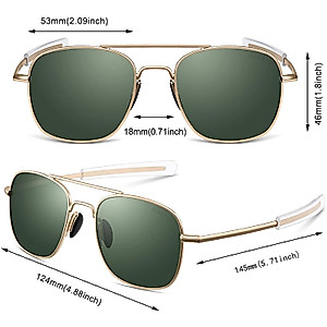 ACBLUCE Pilot Aviator Sunglasses for Men Women Retro Military Navigator Army Polarized Classic Gold Glasses