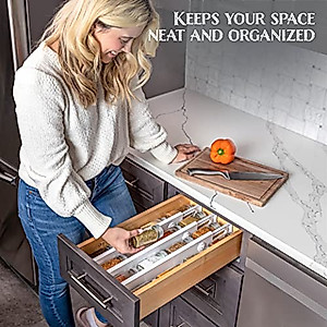 Adjustable Drawer Dividers - Lock in Place, Non-Slip, Expandable Separators, No Tools Required. Great Organizer for Closet, Dresser, Drawer, Office Desk and Kitchen Organization. (4-PACK)