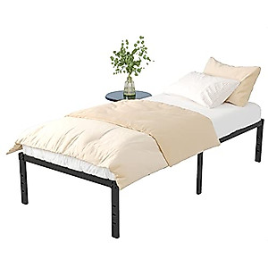Maenizi Twin Bed Frames No Box Spring Needed, 16 Inch Heavy Duty Metal Bed Frame Twin Support Up to 2500 lbs, Easy Assembly, Noise Free, Black