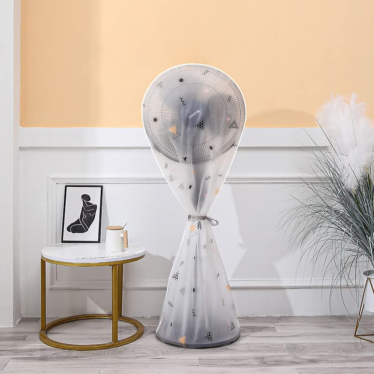 Howkes Fan Dust Cover Waterproof Dustproof Fan Cover Washable Standing Round Fan Sleeve proof Fan Protective Cover Dustproof & Moisture-Proof for Household Outdoor Pedestal Cover Fans (Flame bird)