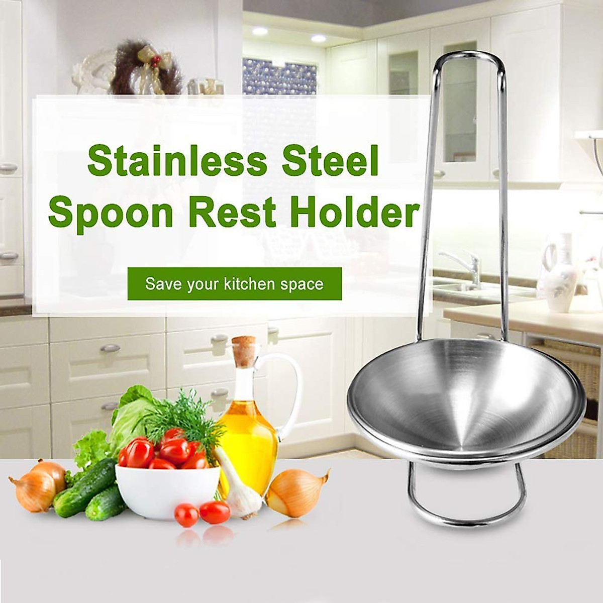 Spoon Rest Holder Stainless Steel Vertical Saving Soup Ladles Holders or Hotpot Restaurant, Buffet, Fast Food Restaurant Kitchen Decor Tool 2Pack (Spoon Rest)