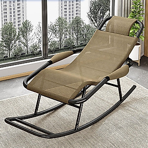 Rattan Chairs Rocking Chair Outdoor Rocker Oversized Rocker, Padded Cushion Comfy Patio Chairs Camping Chairs With Steel Frame For Patio, Backyard, Balcony, Porch, 150KG Weight Capacity ( Color : E )