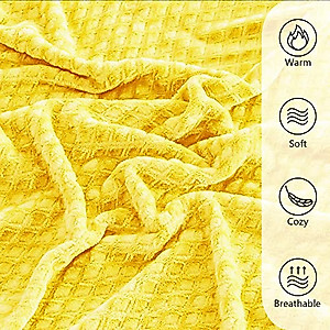 Exclusivo Mezcla Diamond Ultra Soft Throw Blanket, Large Flannel Fleece Blanket for Couch/Bed/Sofa (Yellow, 50 x 70 Inches) - Cozy, Warm and Lightweight