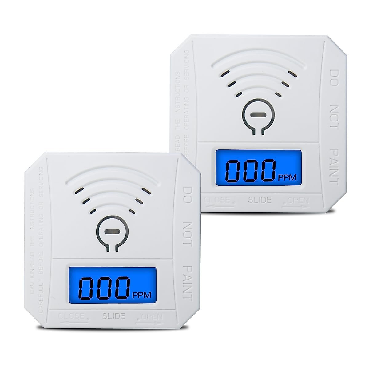 COOKSS Carbon Monoxide Detector 2 Pack,CO Gas Monitor Alarm with LCD Digital Display and Sound Warning，Battery Powered High Accuracy CO Alarm for Home,Office,Warehouse