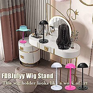 FDBJulyy 4 PCS Wig Stand Wig head Stand Wig head,4 PCS Wig Stand for 14.2 Inch wigs Portable Wig Holder Hat Display Portable Travel Wig Holder Stands for Multiple Wig Head Stand Stable (4 Pack Black)
