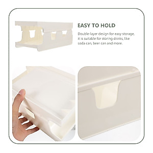 SHERCHPRY Refrigerator Refrigerators Organizer Bins Soda Can Dispenser Holder Stacking Drink Dispenser Holders Plastic Canned Food Pantry Storage Rack White Food Containers