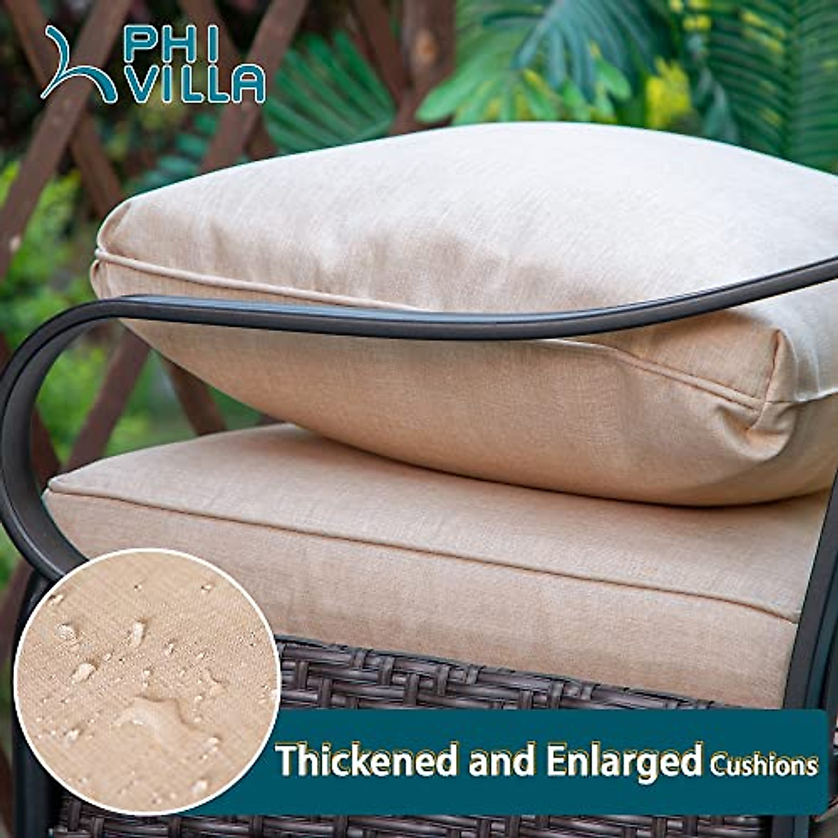 PHI VILLA Outdoor Patio Dining Table and Chairs Set, Heavy Duty 7 Piece Patio Dining Set for 6-6 Extra Large Patio Swivel Chairs, 1 Rectangular 65"x 35"x29" Patio Metal Umbrella Table