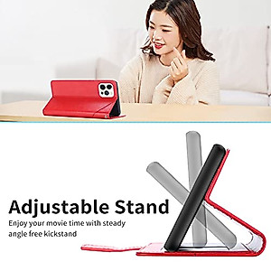 Fansipro Wallet Folio Case for Oppo RENO2 Z, Premium PU Leather Slim Fit Cover for RENO2 Z, 2 Card Slots, 1 Transparent Photo Frame Slot, Anti-Oil, Red [1 Piece]