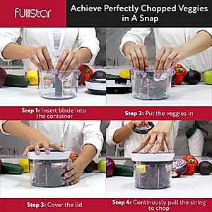 FULLSTAR Manual Food Chopper, Pull Chopper, Pull String Chopper, Fullstar Vegetable Chopper & Garlic Mincer with Julienne Spiralizer & Egg Beater - Veggie Chopper, Onion Chopper, Garlic Chopper