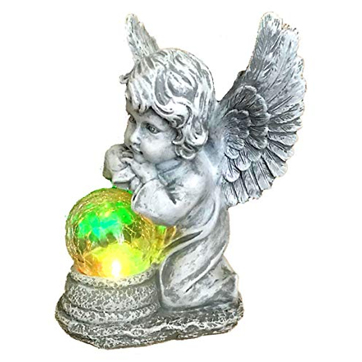 Bo-Toys Solar Powered Angel with Solar Glowing Globe LED Garden Light Decor Color Change