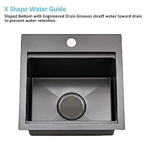 15 Inch Black Drop In Bar Sink Workstation-Bokaiya 15x15 Black Stainless Steel Topmount Bar Sink Outdoor Rv Sink 16 Gauge Single Bowl Wet Bar Sink with Cutting Board