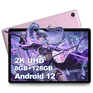 OUZRS Android 12 Tablet 10 Inch Tablet, Android Tablets 8GB RAM 128GB ROM with 1TB Expand, 2.4G/5G WiFi Bluetooth 5.0, GPS, 6850mAh Battery, 8+5MP Dual Camera(Pink)