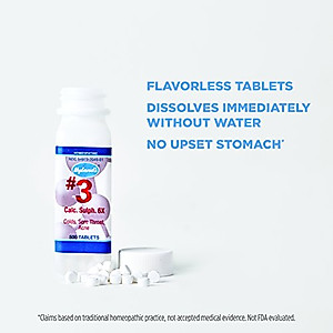 Hyland’s Cold Relief, Cell Salts #3 Calcarea Sulphurica 6X Tablets, Natural Homeopathic Relief of Colds, Sore Throat, Acne, 500 Count