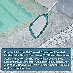 POOLWHALE Upgrades Swimming Pool Telescopic Leaf Net Skimmer Rake with Adjustable Aluminum Pole and Nylon Medium Fine Mesh for Cleaning Swimming Pools, Hot Tubs, Spas and Fountains