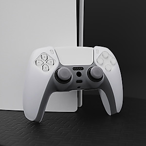 PlayVital Transparent Clear White Pure Series Anti-Slip Silicone Cover Skin for ps5 Controller, Soft Rubber Case for ps5 Wireless Controller with Clear White Thumb Grip Caps
