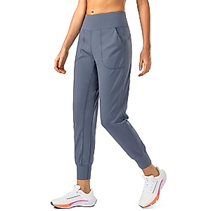 Soothfeel Women's Joggers with Zipper Pockets High Waisted Athletic Workout Yoga Pants Joggers for Women Regular (Dusty Blue, Small)