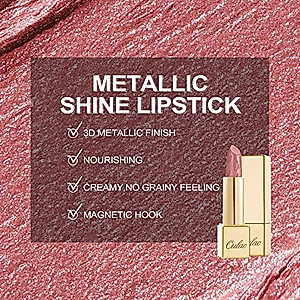 Oulac Light Pink Lipstick for Women with Metallic 3D Shine Lightweight Hydrating Formula, High Impact Lip Color, Vegan Beauty, Full Coverage Lip Makeup, Baby Angel(13)