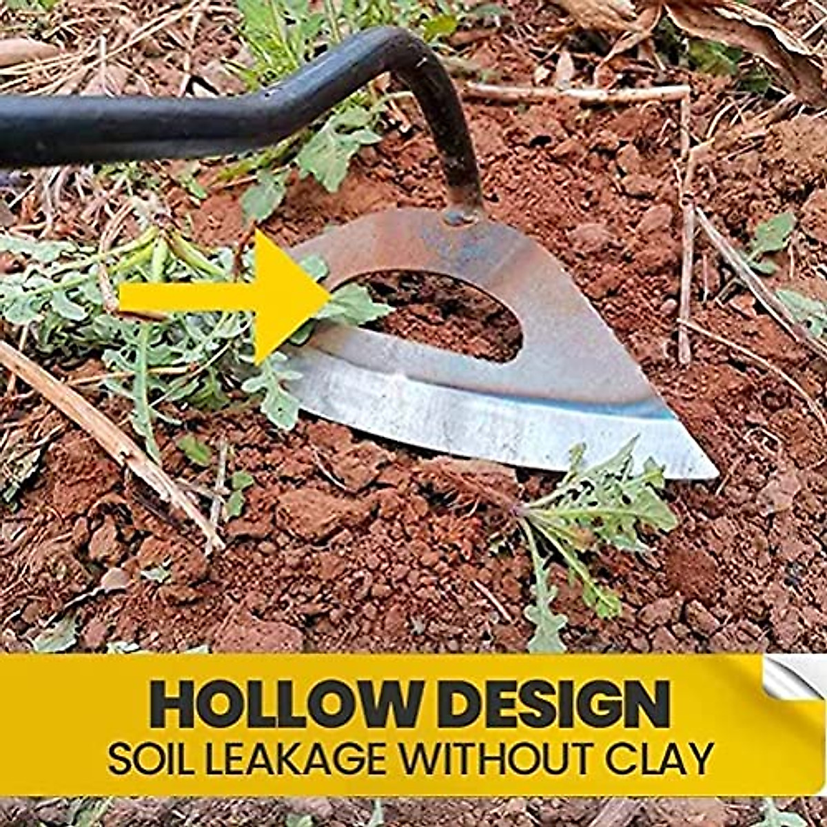 2Pcs Gardening Tools Hollow Hoe, All-Steel Hardened Hollow Hoe, Sharp Durable Garden Weeding Tools, Hoe Garden Tool Hand Shovel Weed Puller for Backyard Loosening Farm Planting Weeding (Hand Holding)